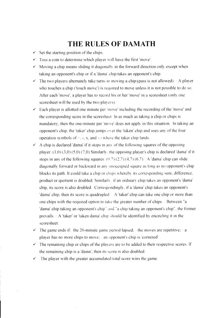 Rules of-damath