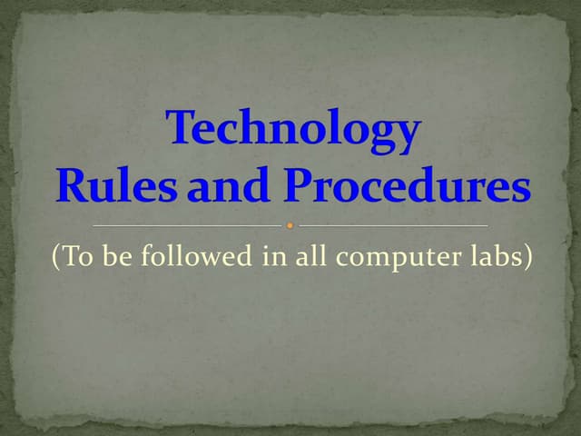 Computer Laboratory Rules | PPT | Computer Peripherals | Computing