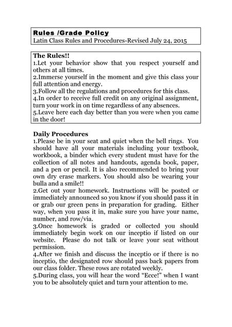 Classroom Expectations | ODP