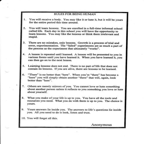 Rules for being human | PDF