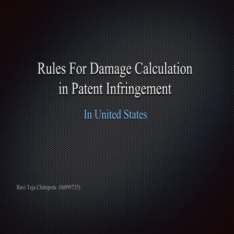 Rules for Damage Calculations in Patent Infringements - USA | PDF ...