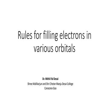 Rules for filling electrons in various orbitals | PDF