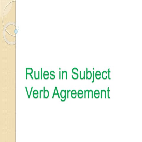 Rules in subject verb agreement | PPT