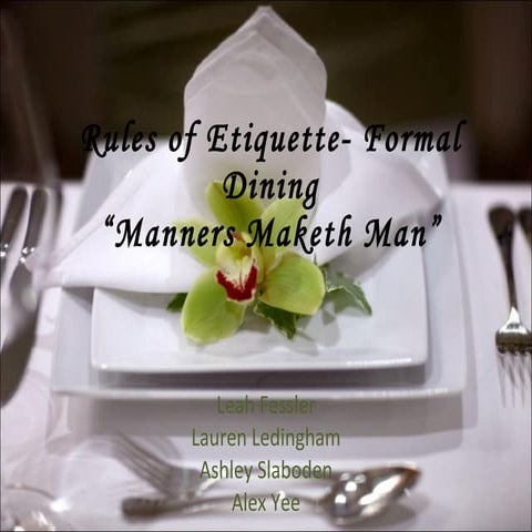 Rules of etiquette formal dining | PPT