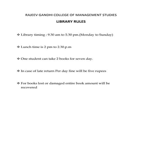 Rules of library | DOCX
