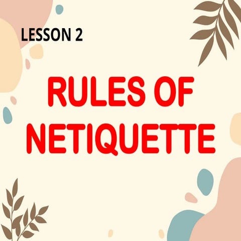 Empowerment Technolohy - Rules of Netiquette | PPTX