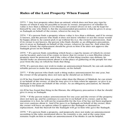 Rules Of The Lost Property When Found | PDF
