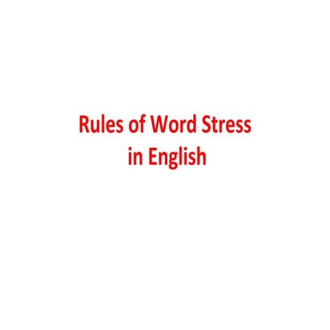 Rules of word stress in english | PPT