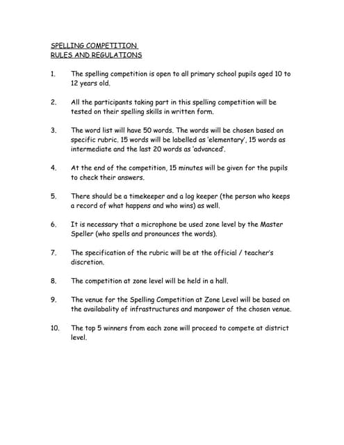 Rules for elocution competition | PDF