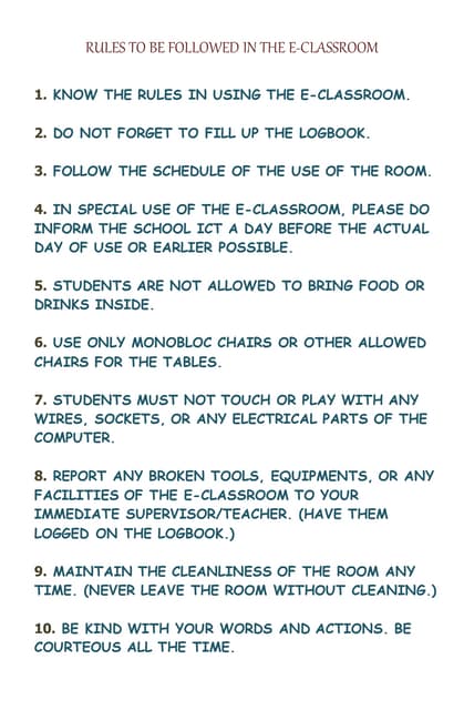 ICT ROOM RULES.docx | Computing | Technology & Computing