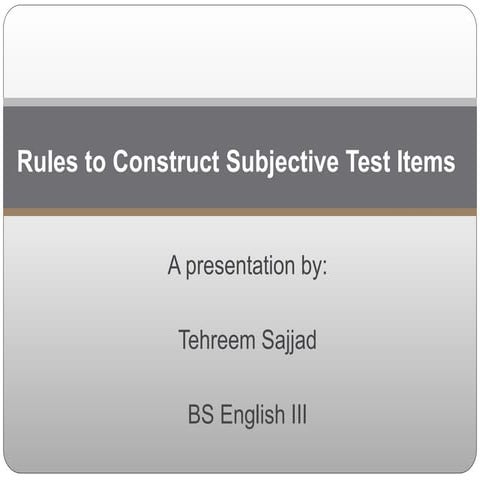 Rules to construct subjective test items | PPTX