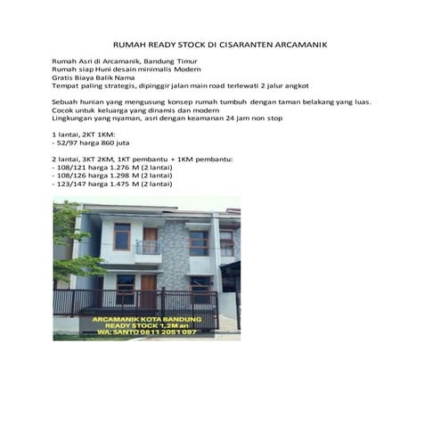 JUAL RUMAH CISARANTEN ARCAMANIK | DOCX