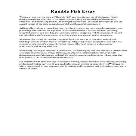 Rumble Fish Essay | PDF