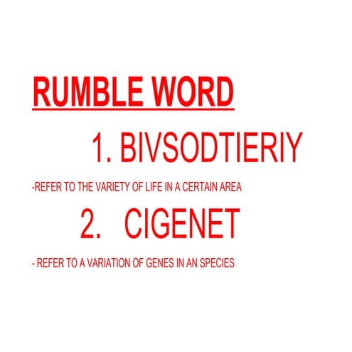 RUMBLE WORD.it is biodiversity, evolution, species, genetic, ecosystem ...
