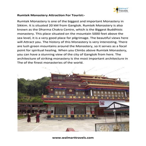 Rumtek Monastery Attraction For Tourist | PDF
