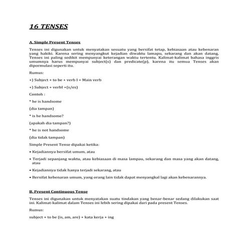 Rumus 16 tenses | DOCX