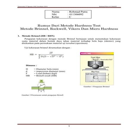 Rumus hardness test | PDF