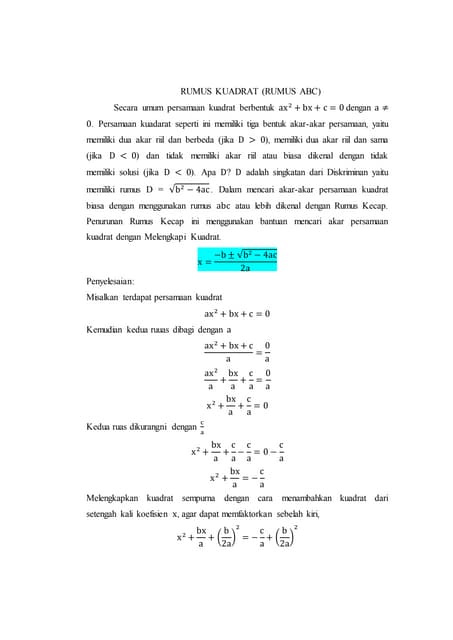 Rumus kuadrat (rumus abc) | DOCX