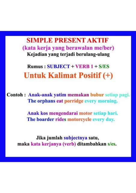 Rumus Simple Present Pasif untuk Kalimat Positif | PDF