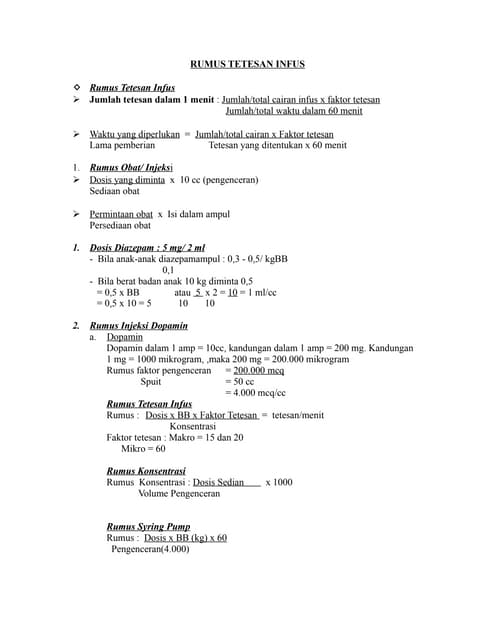 rumus pemberian obat melalui syringe pump | PDF