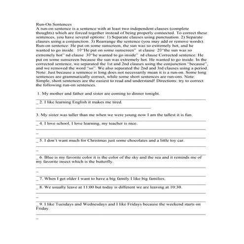 Run on Sentence | PDF