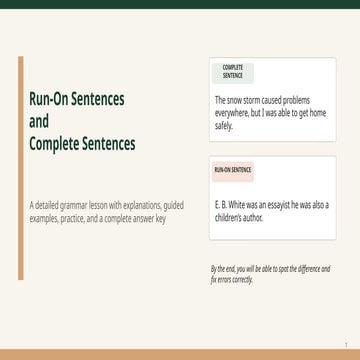 Mastering Run-On and Complete Sentences: Grammar Essentials for Clear ...