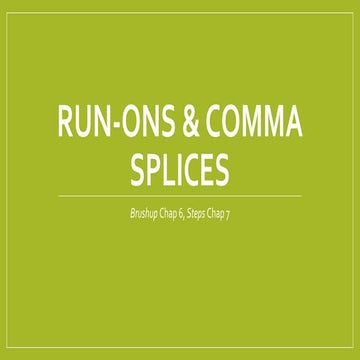 Run-Ons and Comma Splices | PPT
