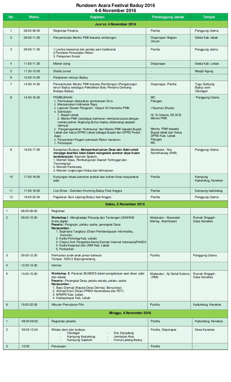 Contoh Rundown Acara Wedding CONTOH RUNDOWN Pernikahan Yang Umum