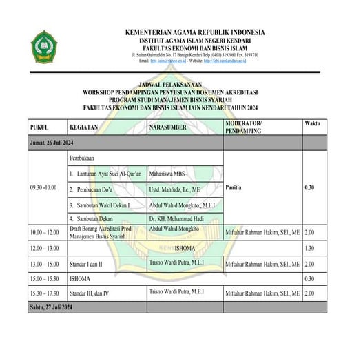 EXAMPLE HOW TO MAKE A RUNDOWN FOR THE WORKSHOP EVENT | DOCX