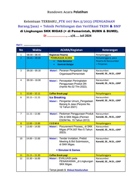 Rundown Acara TRAINING "CSR/TJSL & Community Development (ISO 26000 ...