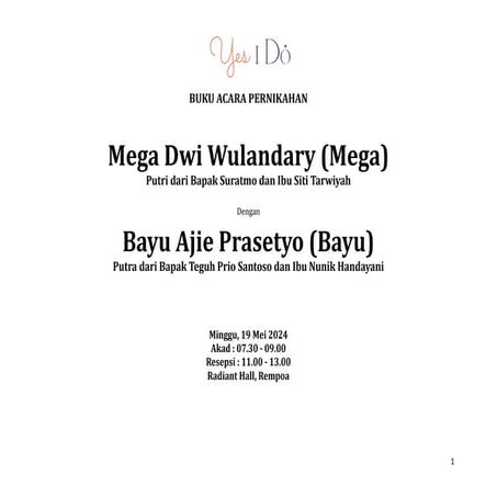 Rundown Wedding Mega & Bayu sekaligus acara resepsi buat contoh kalo ...