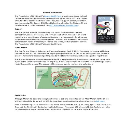 Run for the ribbons | DOCX | Cancer | Diseases and Conditions