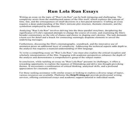 Run Lola Run Essays | PDF