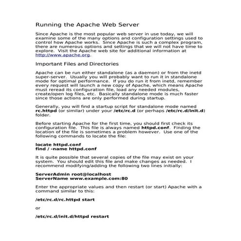 Running The Apache Web Server Pdf