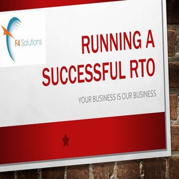 Running a successful RTO Training Organisation | PPT