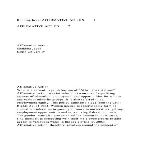 Running head AFFIRMATIVE ACTION1AFFIRMATIVE ACTION7.docx