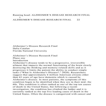 Introduction to Alzheimer's Disease and Viral Infections | PDF