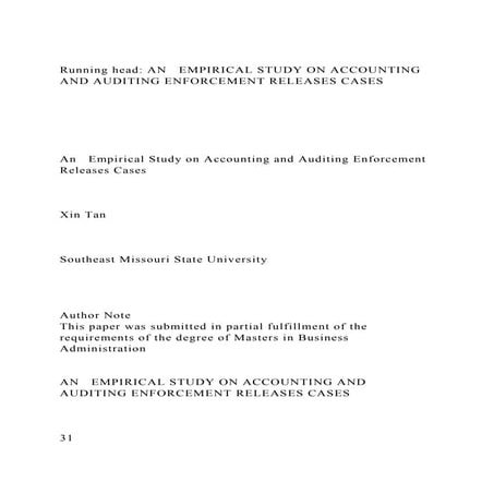 Running head AN EMPIRICAL STUDY ON ACCOUNTING AND AUDITING ENFO.docx