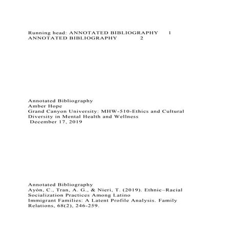 Running head ANNOTATED BIBLIOGRAPHY1ANNOTATED BIBLIOGRAPHY 2.docx