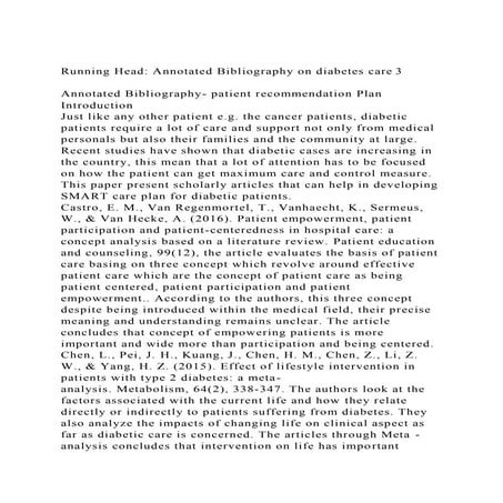 Running Head Annotated Bibliography on diabetes care3Annotat.docx