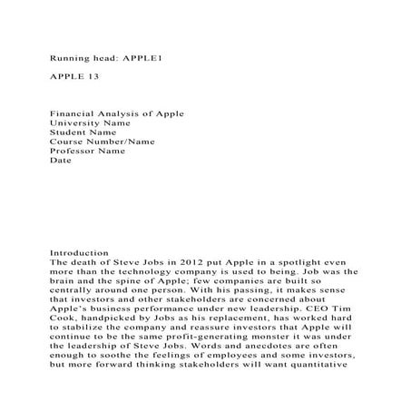 APPLE FINANCIAL ANALYSIS | PDF