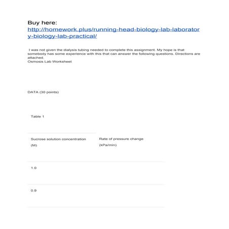 Running Head: BIOLOGY LAB LABORATORY Biology Lab Practical | PDF