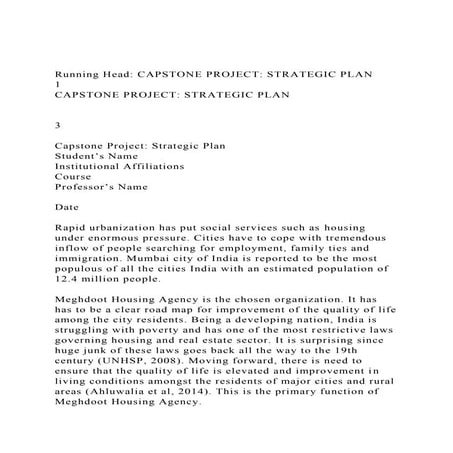 Running Head CAPSTONE PROJECT STRATEGIC PLAN1CAPSTONE PROJ.docx