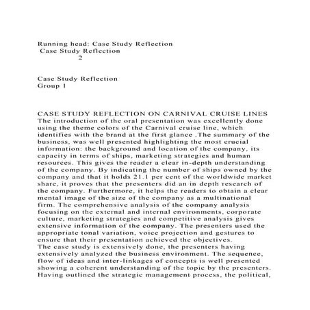 Running head Case Study Reflection Case Study Reflection .docx