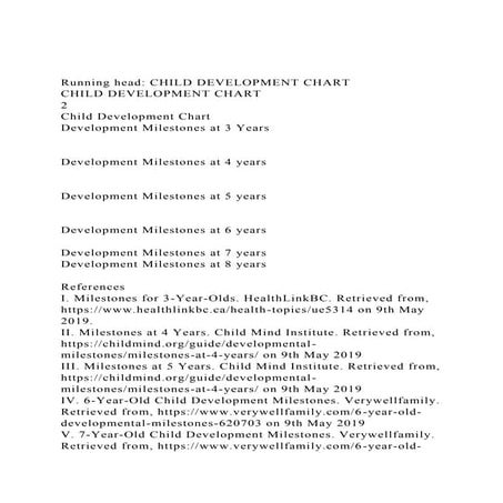 Running head CHILD DEVELOPMENT CHARTCHILD DEVELOPMENT CHART .docx