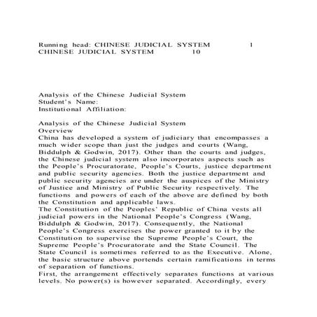 Running head chinese judicial system1 chinese judicial system | PDF