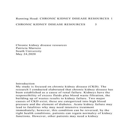 Running head CHRONIC KIDNEY DISEASE 1 .docx