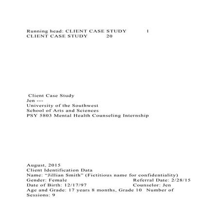 Full Psychological Report.Sample | DOCX