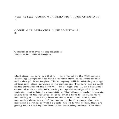 Running head CONSUMER BEHAVIOR FUNDAMENTALS .docx