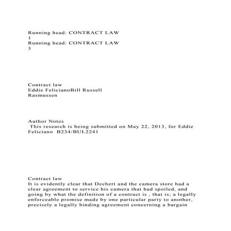 Running head CONTRACT LAW .docx